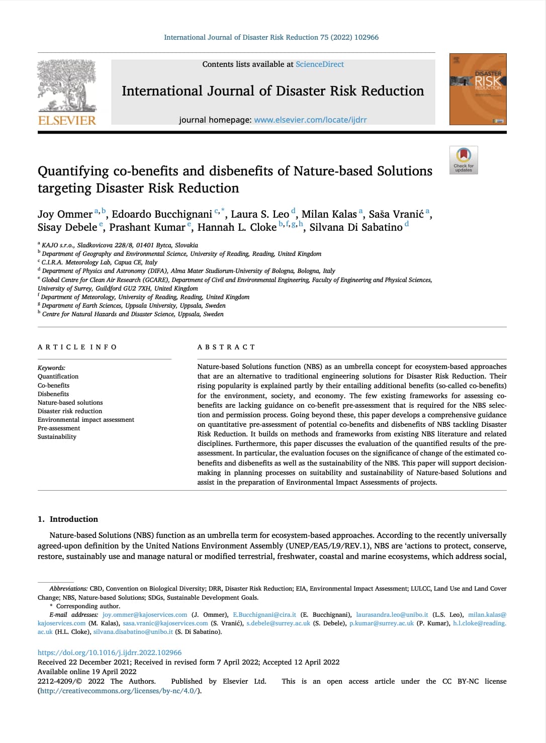 Quantifying co-benefits and disbenefits of nature-based solutions ...