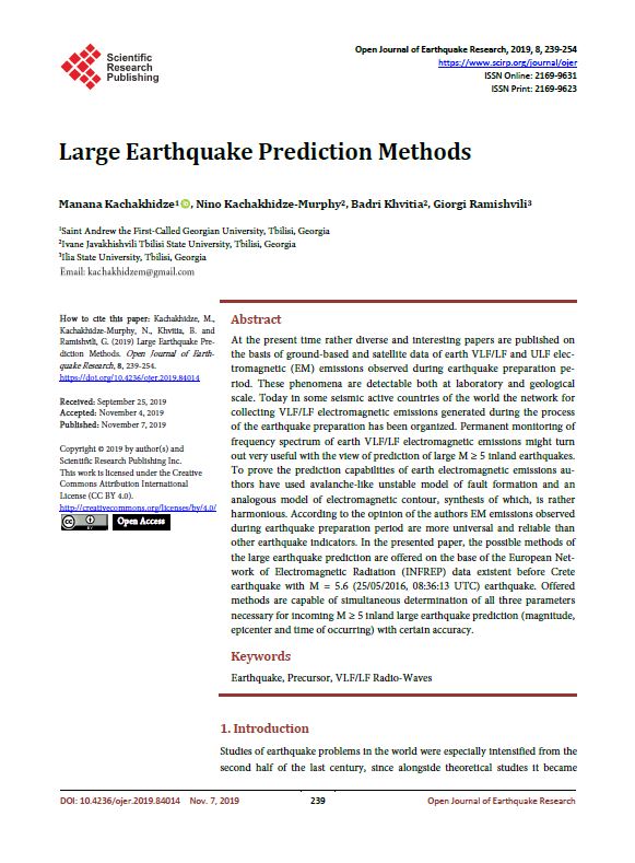 Large earthquake prediction methods | PreventionWeb