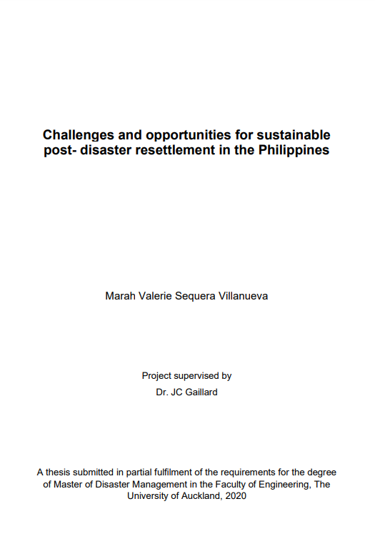 Challenges and opportunities for sustainable post-disaster resettlement ...