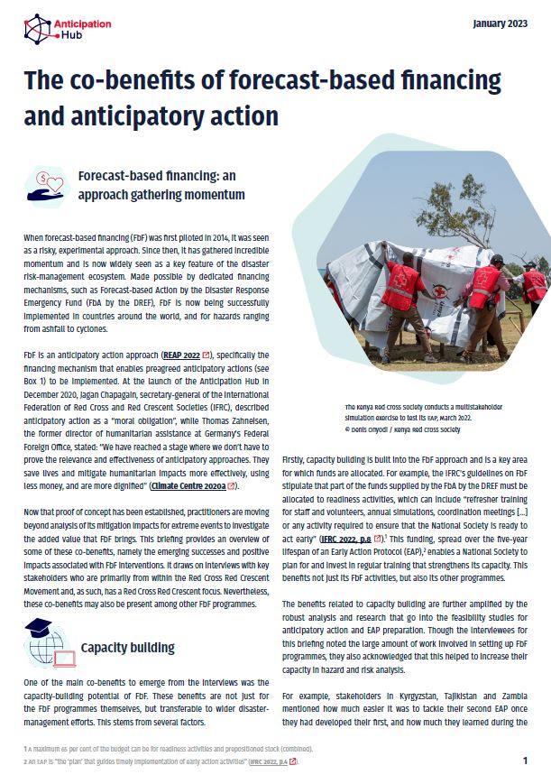 The co-benefits of forecast-based financing and anticipatory action ...