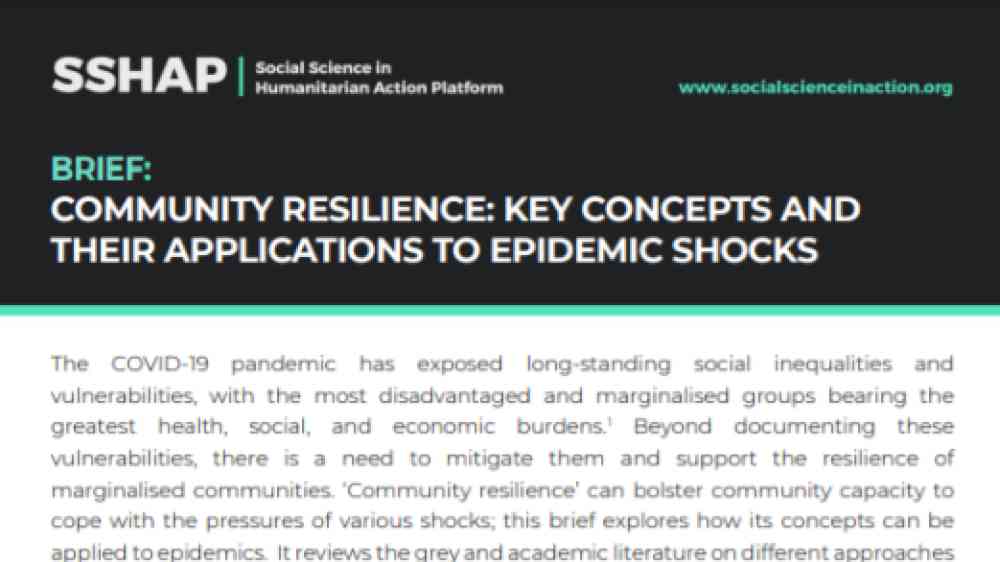 Community resilience: Key concepts and their applications to epidemic ...