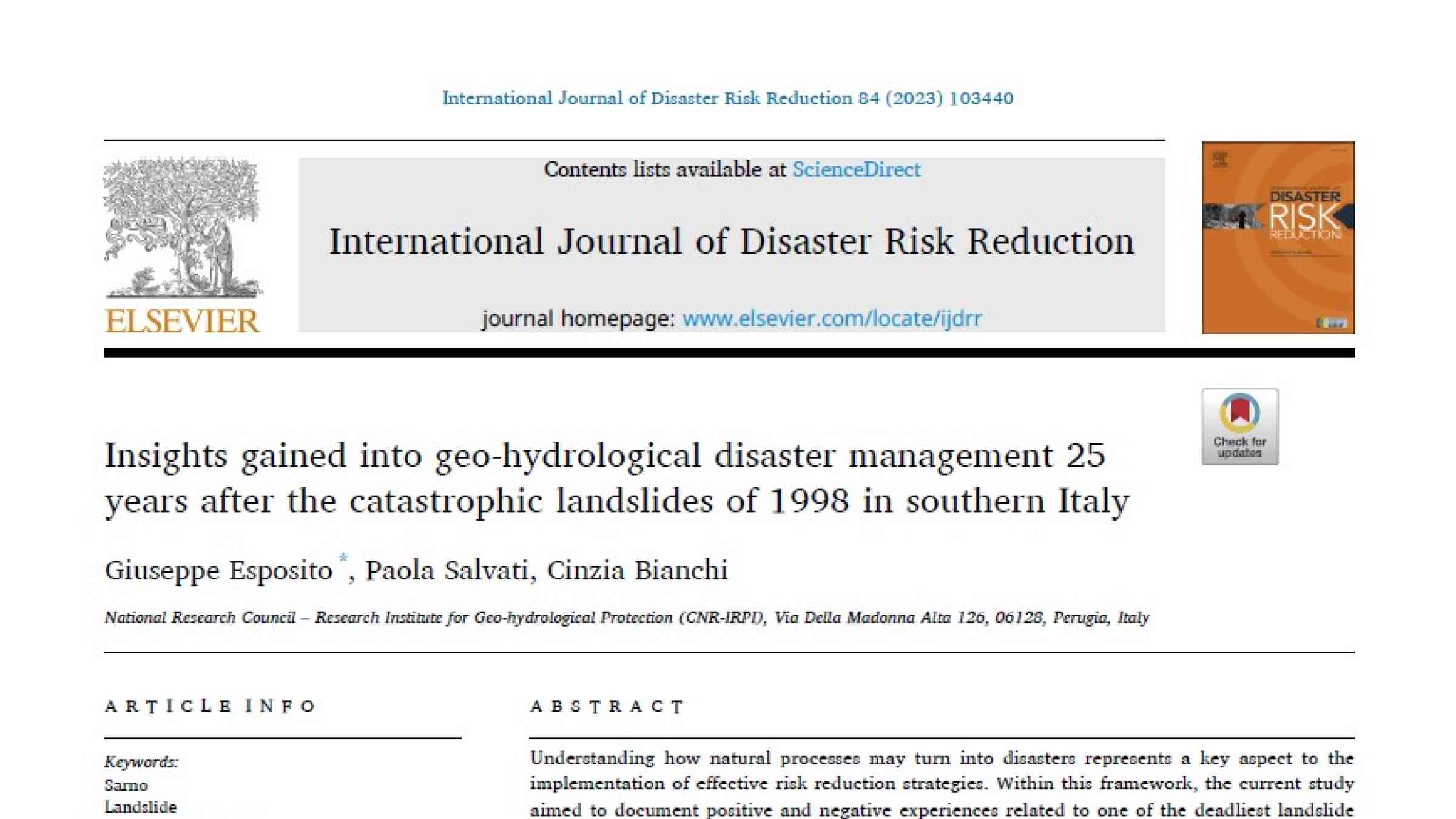 Insights gained into geo-hydrological disaster management 25 years ...