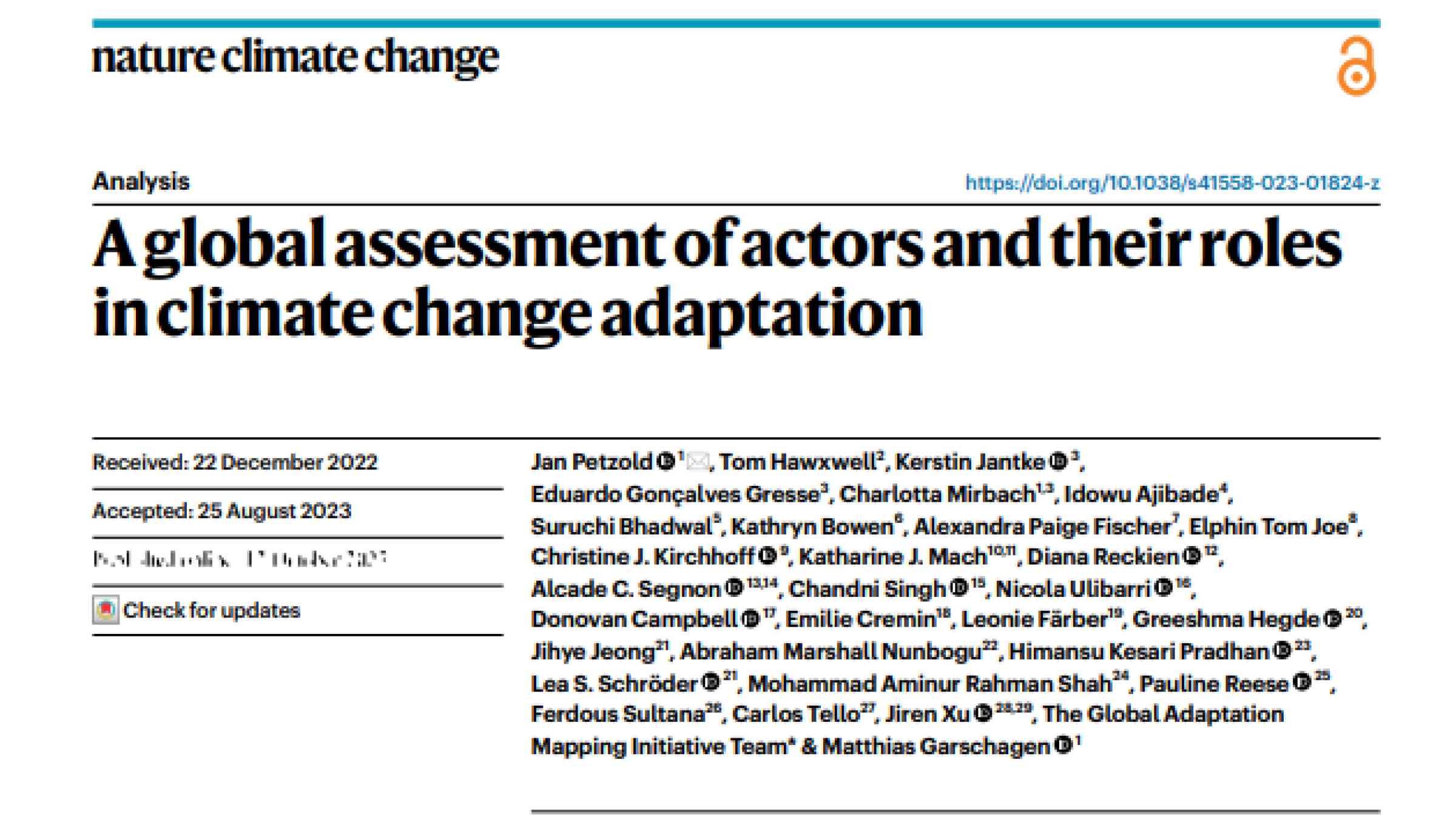 A global assessment of actors and their roles in climate change ...