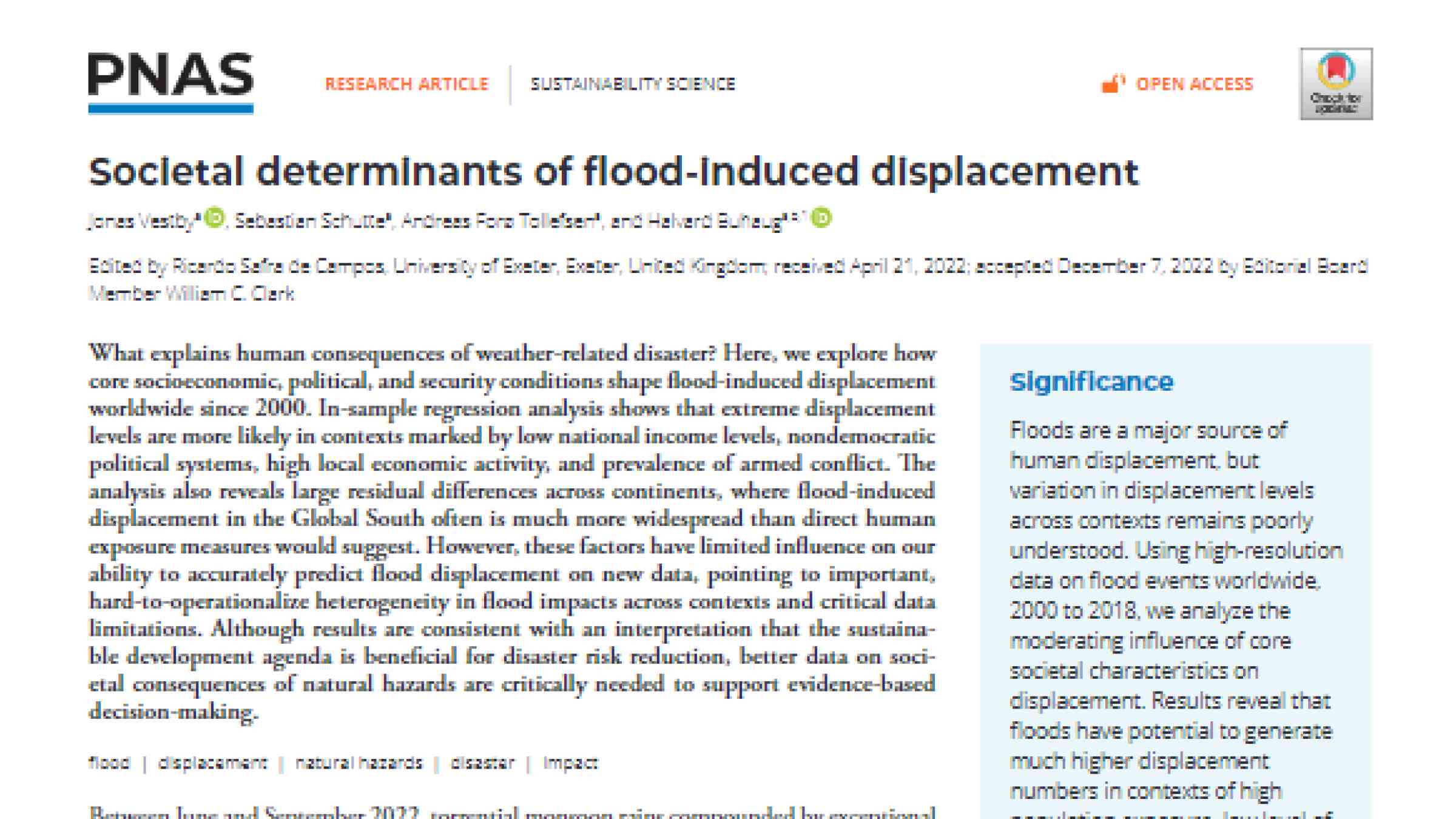 Societal determinants of flood-induced displacement | PreventionWeb