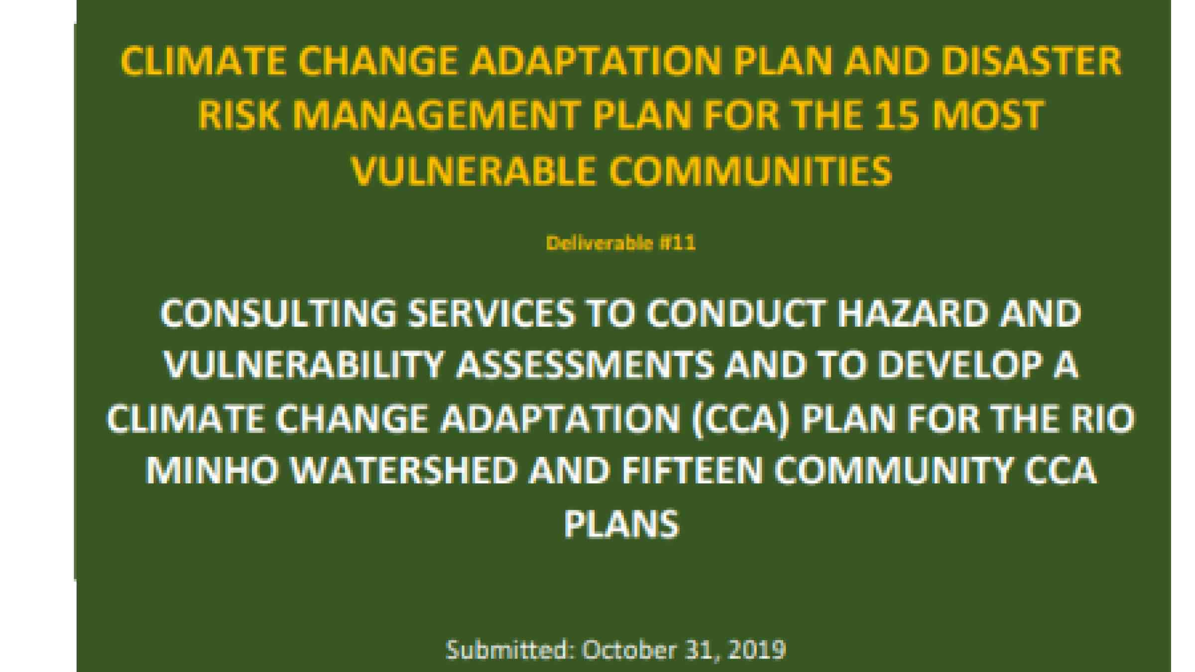 Climate change adaptation plan and disaster risk management plan for ...