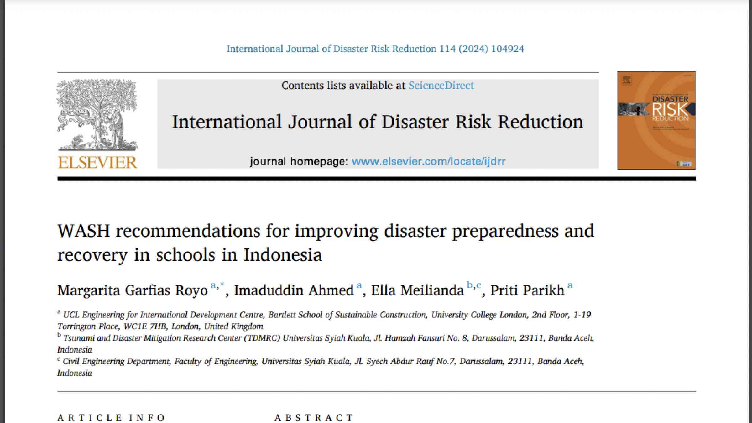 WASH recommendations for improving disaster preparedness and recovery ...