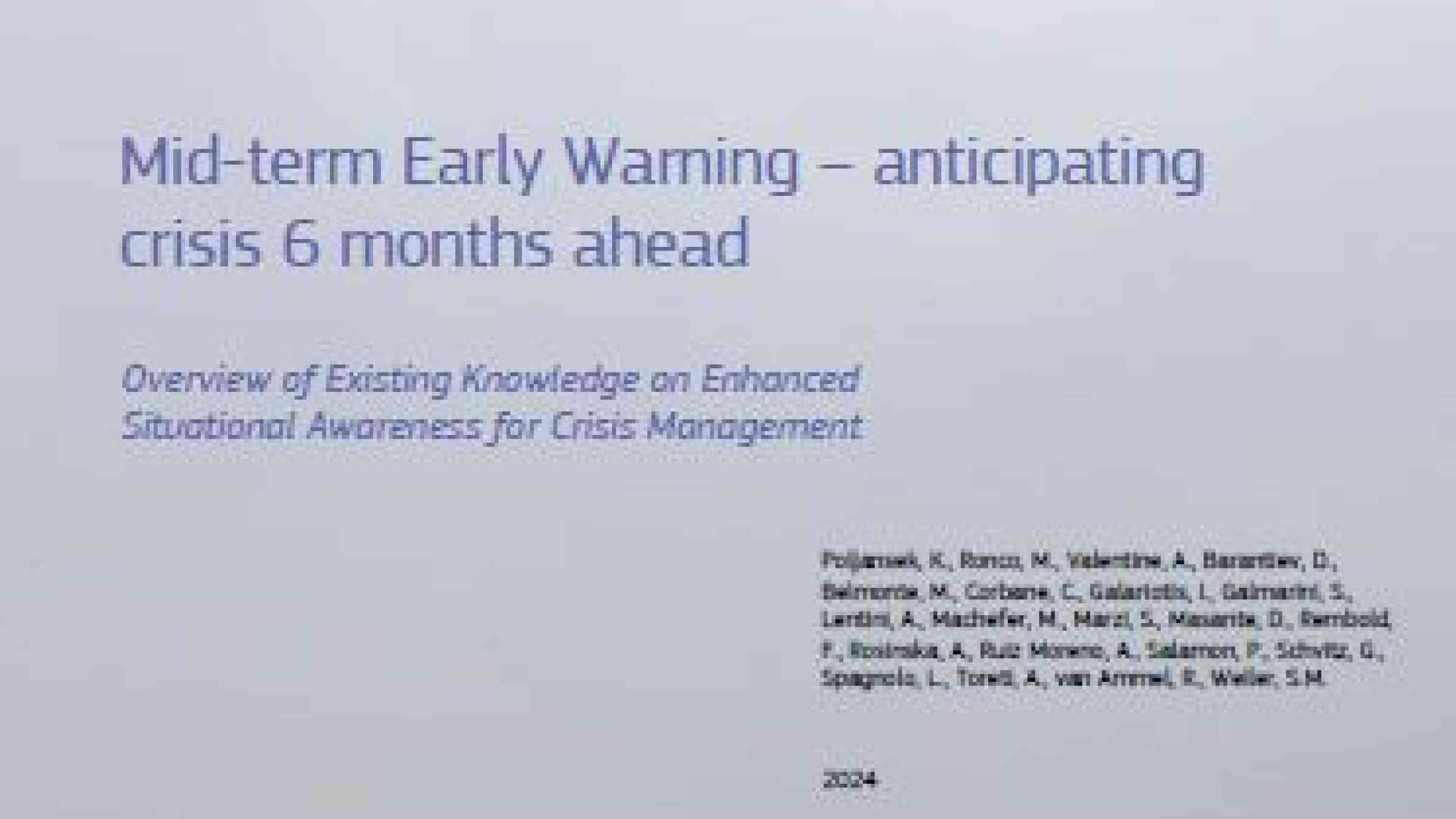 Mid-term early warning – anticipating crisis 6 months ahead | PreventionWeb