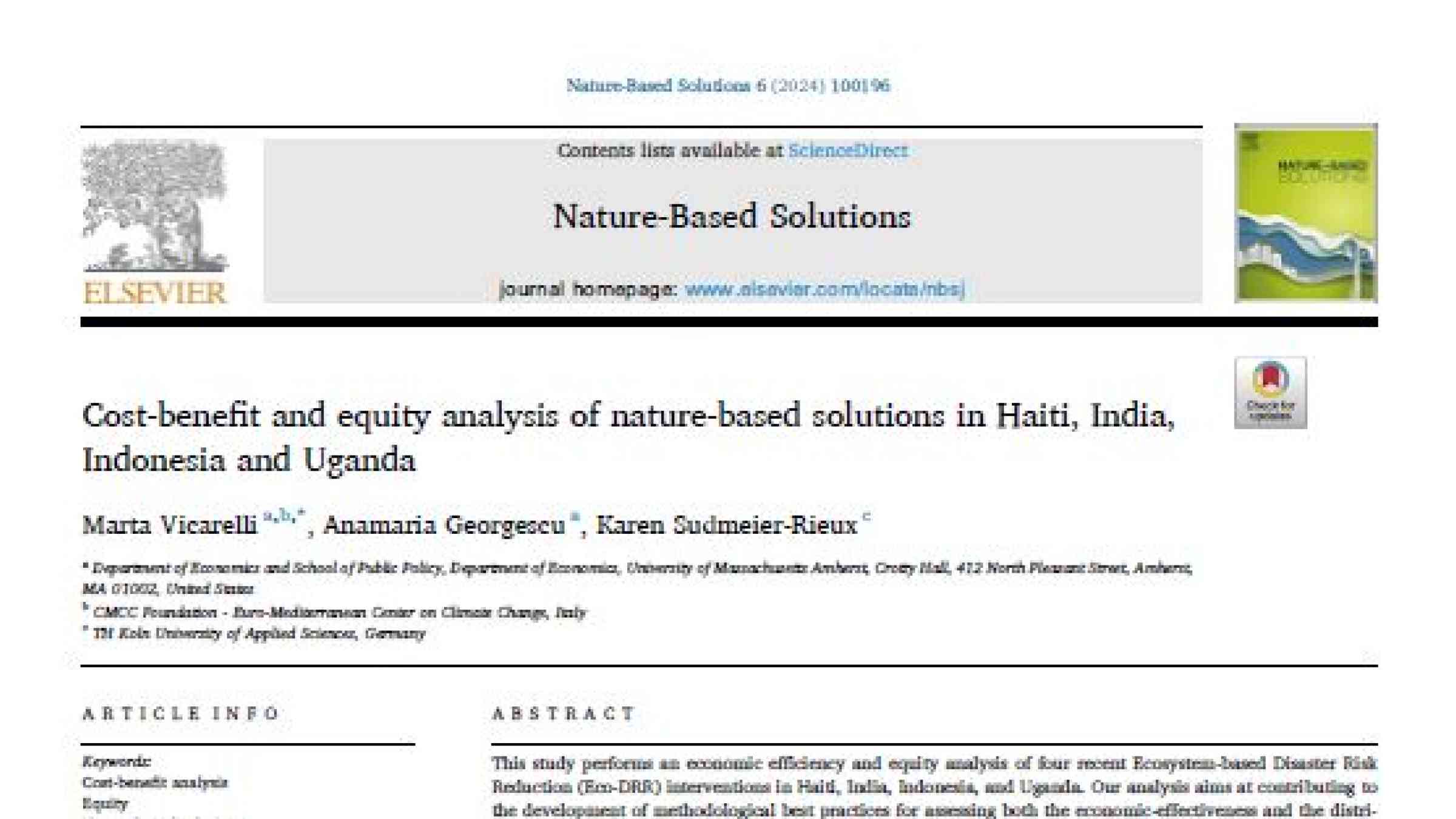 Cost-benefit and equity analysis of nature-based solutions in Haiti ...