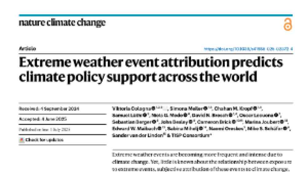 Extreme weather event attribution predicts climate policy support ...