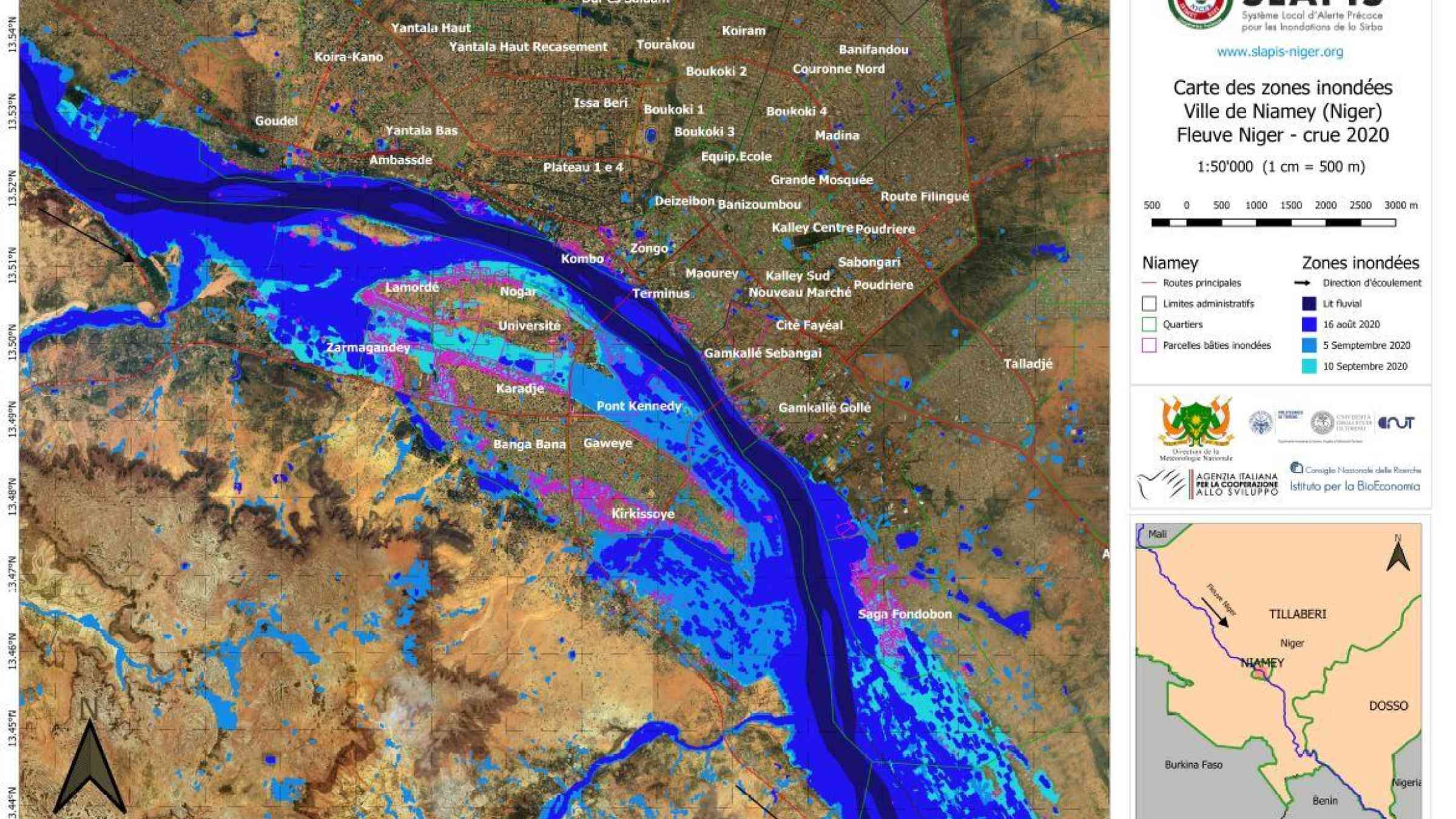Map of flooded areas in Niamey, Niger - August - September 2020 ...