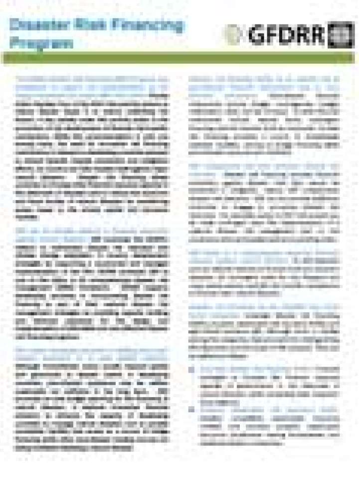 Disaster risk financing program | PreventionWeb