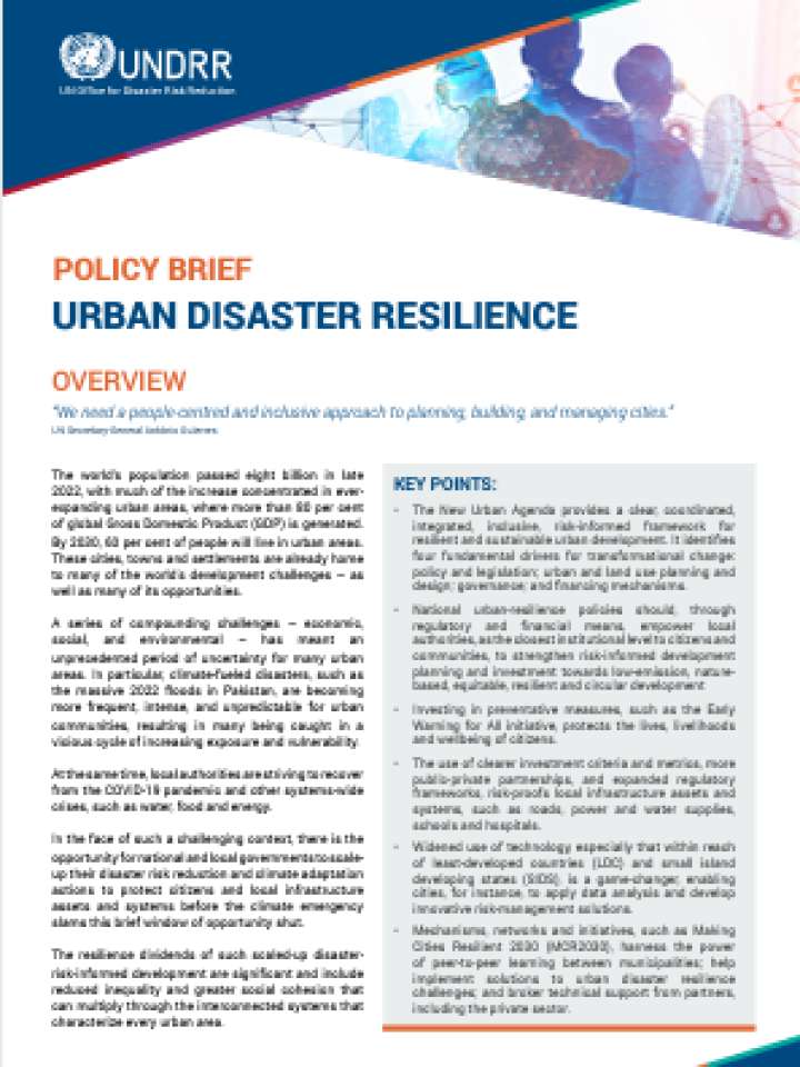 Policy brief: Urban disaster resilience | PreventionWeb