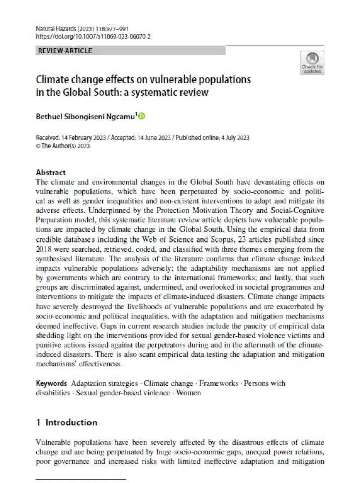 Climate change effects on vulnerable populations in the Global South: a ...