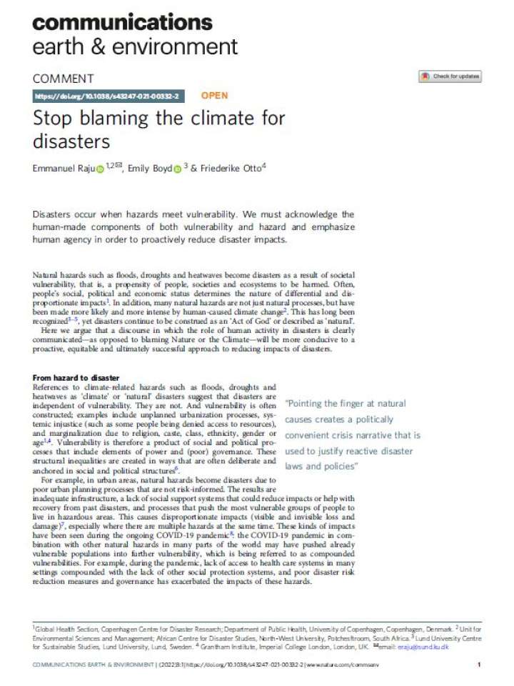 Stop blaming the climate for disasters | PreventionWeb