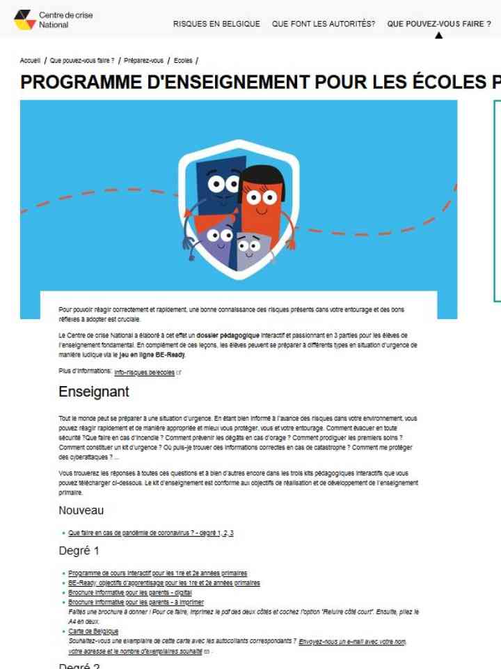 Programme d'enseignement pour les écoles primaires | PreventionWeb