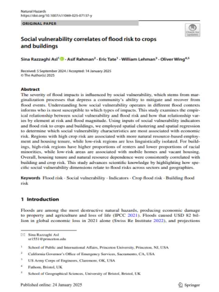 Social vulnerability correlates of flood risk to crops and buildings ...