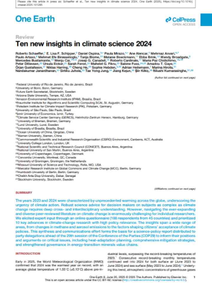 Ten new insights in climate science 2024 | PreventionWeb