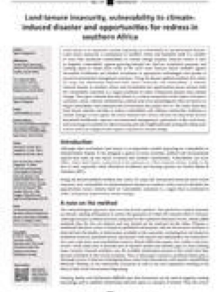 Land tenure insecurity, vulnerability to climate induced disaster and ...