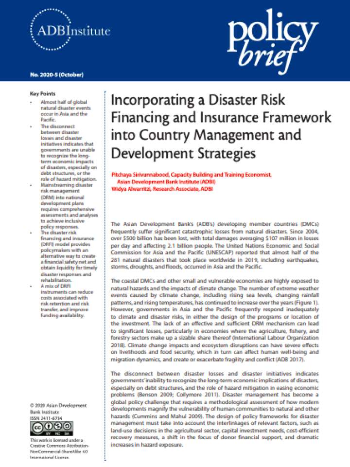 Incorporating a disaster risk financing and insurance framework into ...