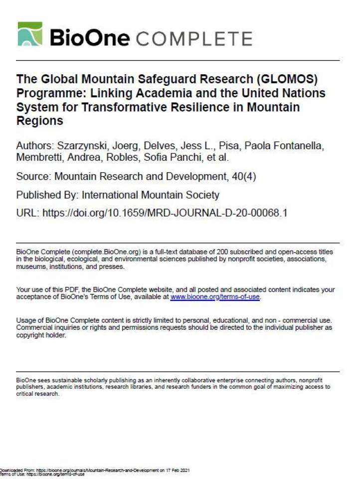 Mountain Research and Development | PreventionWeb